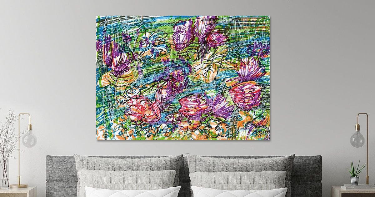 Rivier met bloemen van ART Eva Maria op canvas, behang en meer